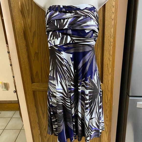 Cache | Dresses | Cache Brown White Purple Leaf Print Tube Top ...